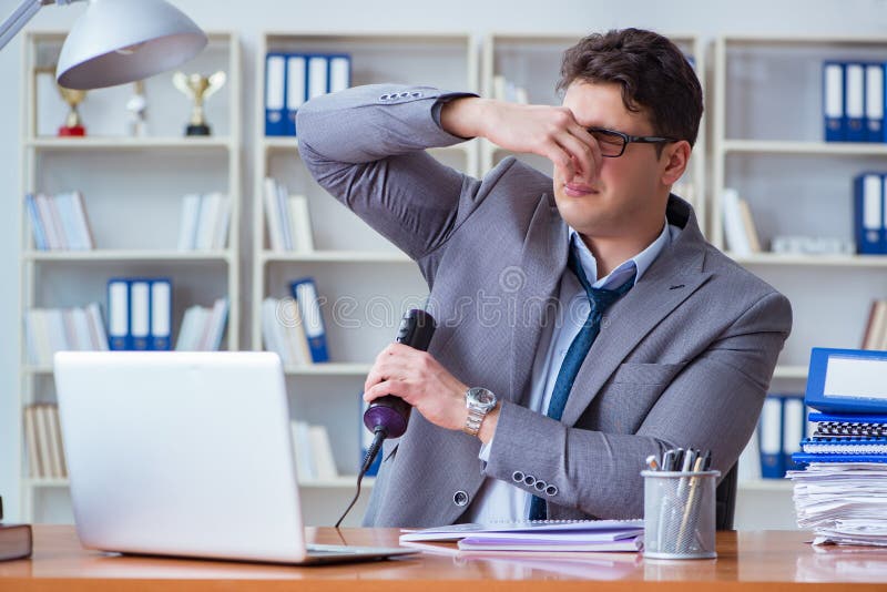 Businessman Sweating Excessively Smelling Bad in Office at Workp Stock ...