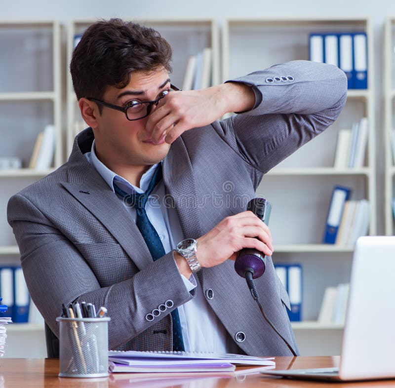Businessman Sweating Excessively Smelling Bad in Office at Workp Stock ...