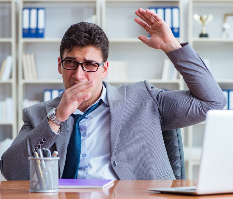 Businessman Sweating Excessively Smelling Bad in Office at Workp Stock ...