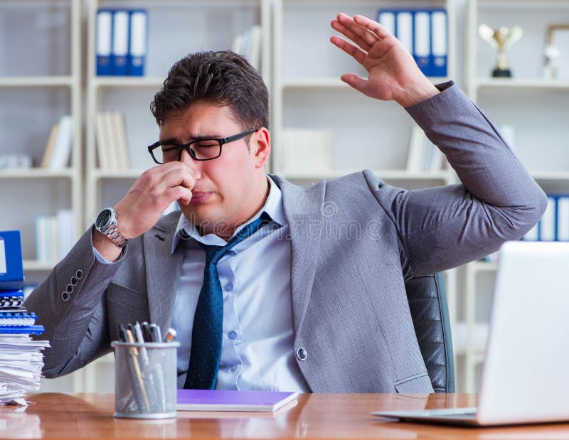 Businessman Sweating Excessively Smelling Bad in Office at Workp Stock ...