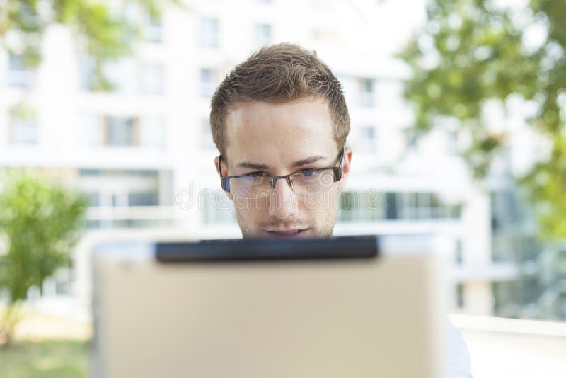 Computer in the Park stock image. Image of plants, stockings - 118189