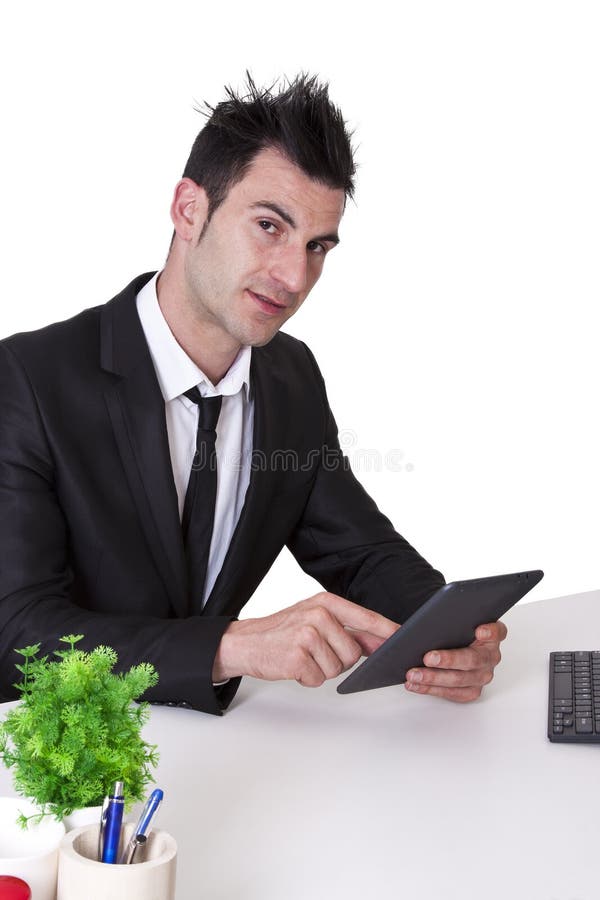 Businessman with tablet stock image. Image of confidence - 55475349