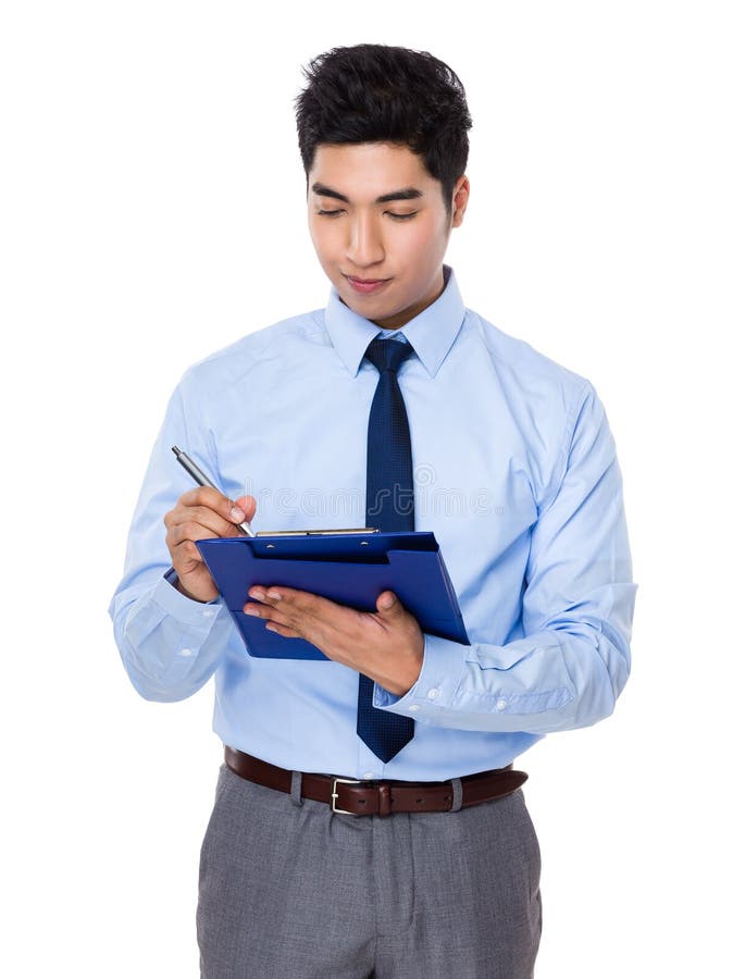 Indian Businessman Take Note Clipboard Stock Photos - Free & Royalty ...
