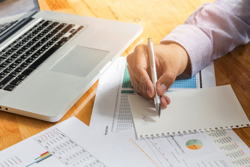 Businessman Take a Note on Documents Stock Image - Image of equipment ...