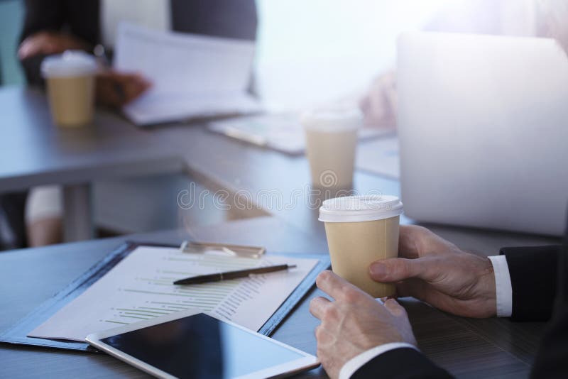 Businessman Takes a Break during a Meeting Stock Image - Image of ...