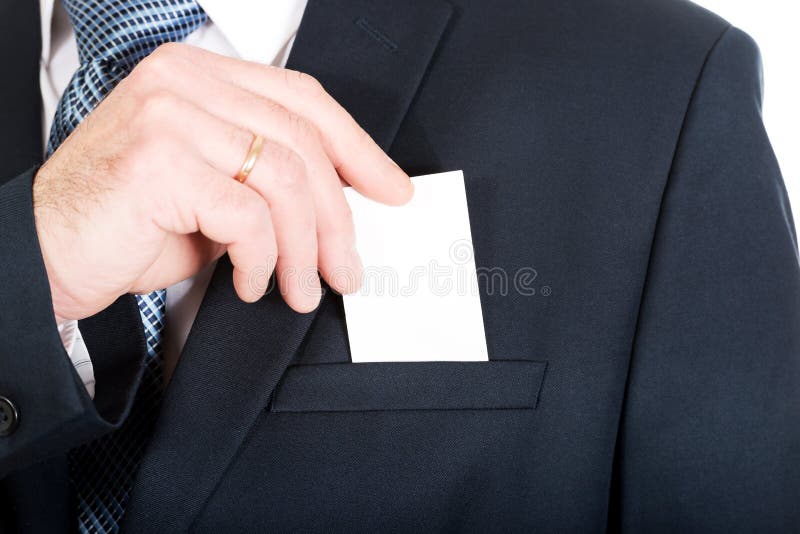 Businessman Taking a Blank Card from Pocket Stock Image - Image of note ...
