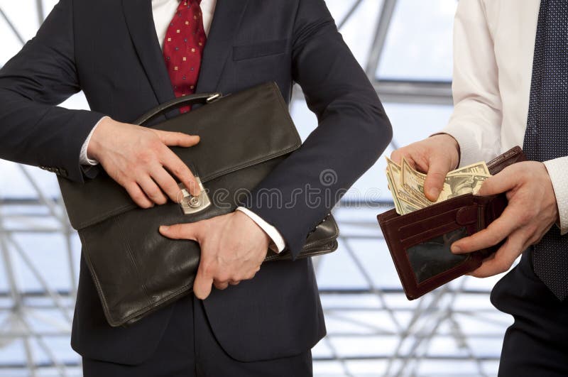 Businessman taking bribe stock image. Image of agree - 66306663