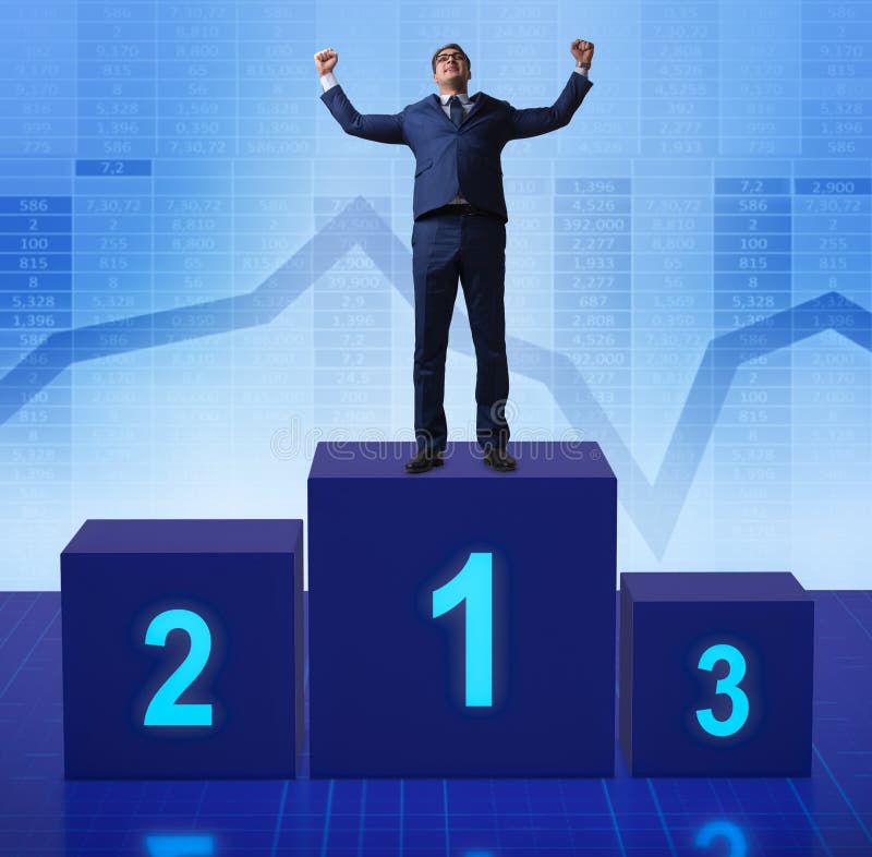 Businessman Taking First Place in Competition Stock Illustration ...