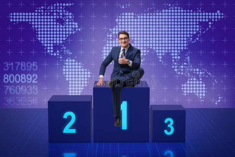 Businessman Taking First Place in Competition Stock Illustration ...