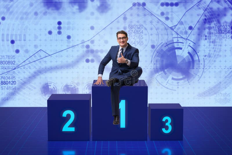 The Businessman Taking First Place in Competition Stock Illustration ...