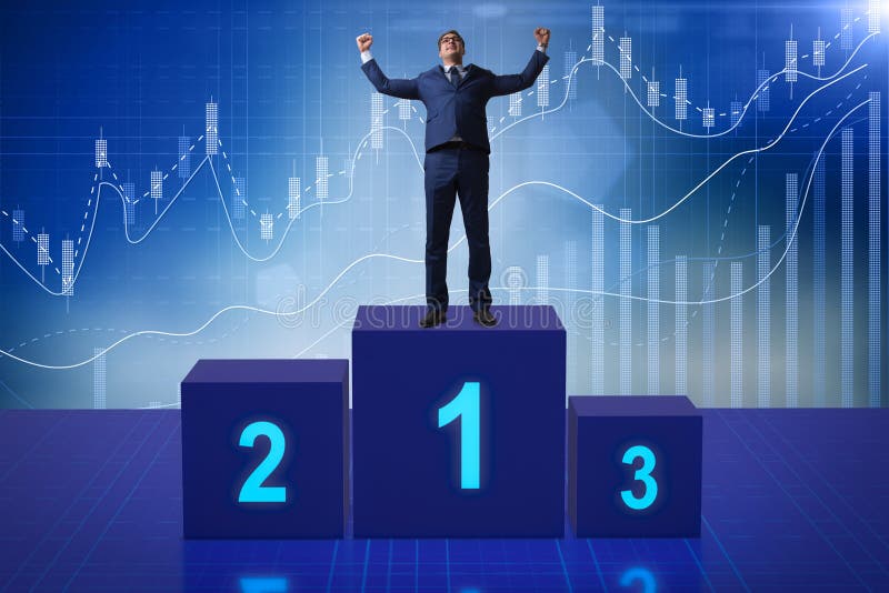 The Businessman Taking First Place in Competition Stock Illustration ...