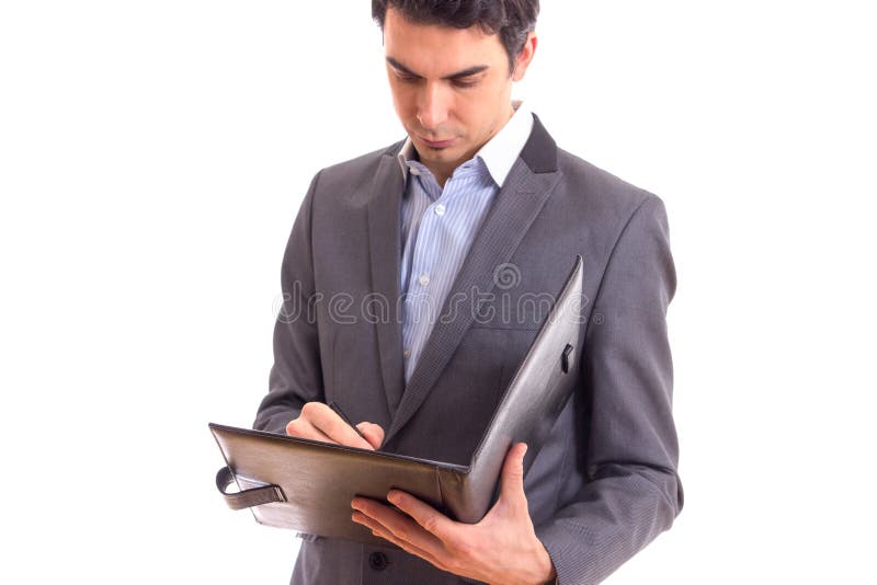 Businessman taking notes stock image. Image of contract - 28957511