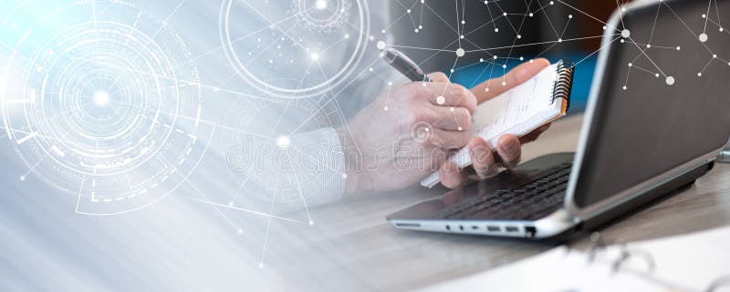 Businessman Taking Notes on Notebook; Panoramic Banner Stock Image ...