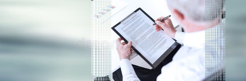 Businessman Taking Notes; Panoramic Banner Stock Photo - Image of paper ...