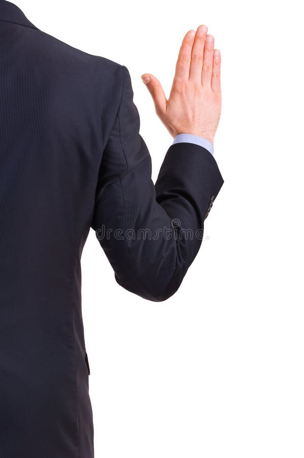 Businessman Taking Oath with Fist Over Heart. Stock Image - Image of ...