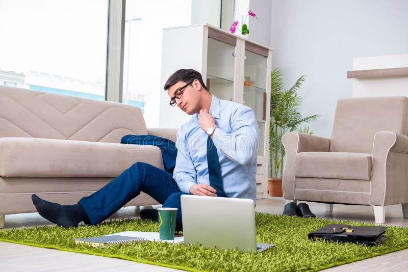The Businessman Taking Work Home and Working Overtime Stock Image ...