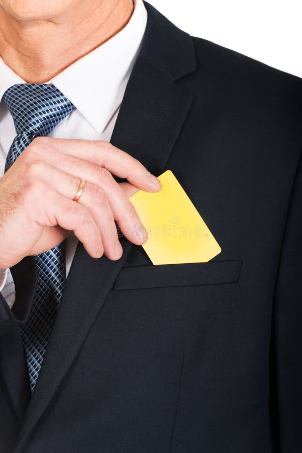 Businessman Taking a Yellow Card from Pocket Stock Photo - Image of ...