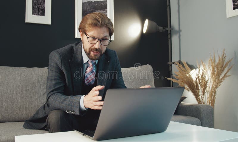 Businessman Talking through Internet Stock Photo - Image of electronic ...