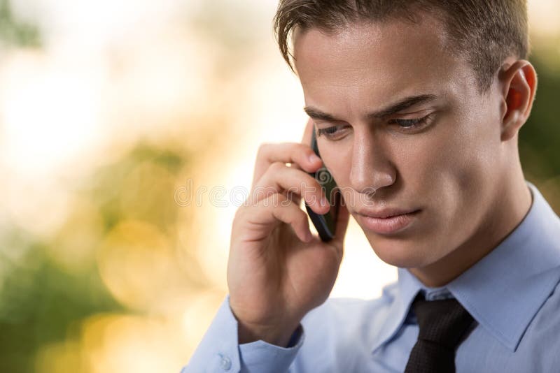 Businessman Talking Over Cellphone Stock Photo - Image of confident ...