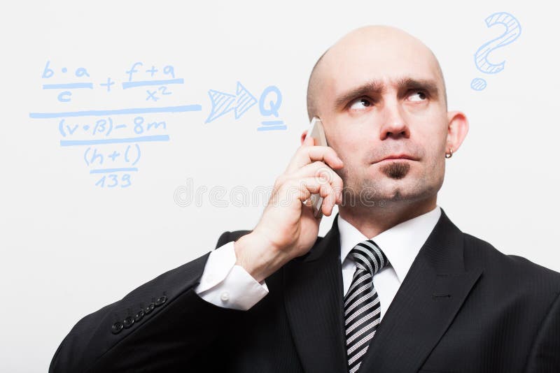 Businessman Talking on Phone and Solving Problems Stock Photo - Image ...