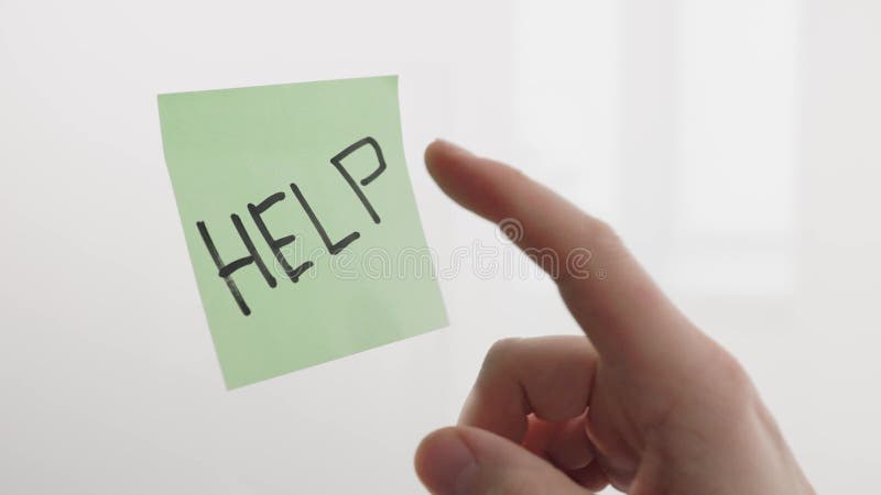 Businessman Tapping Help Sign on Glass Stock Video - Video of business ...