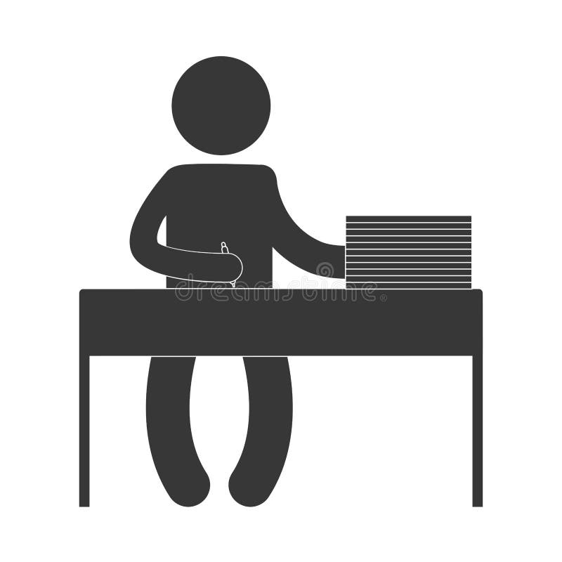 Businessman or Teacher Going Over Some Papers Icon Image Stock ...