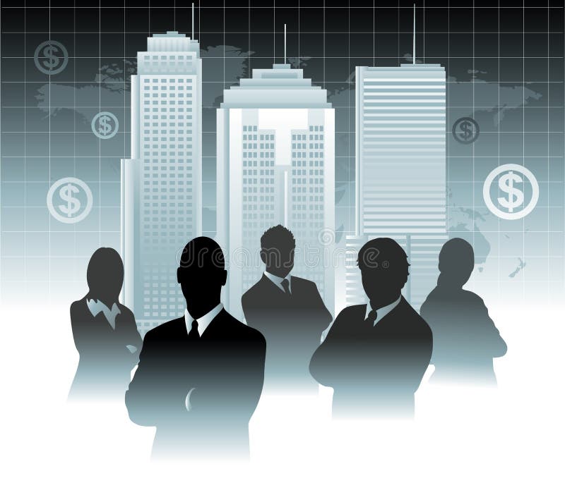 Businessman Team in Front of World Map Stock Vector - Illustration of ...