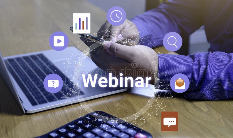 Businessman and Team Work Using a Laptop Computer with Webinar E ...