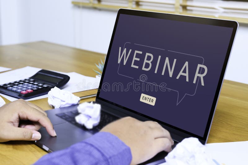 Businessman and Team Work Using a Laptop Computer with Webinar E ...