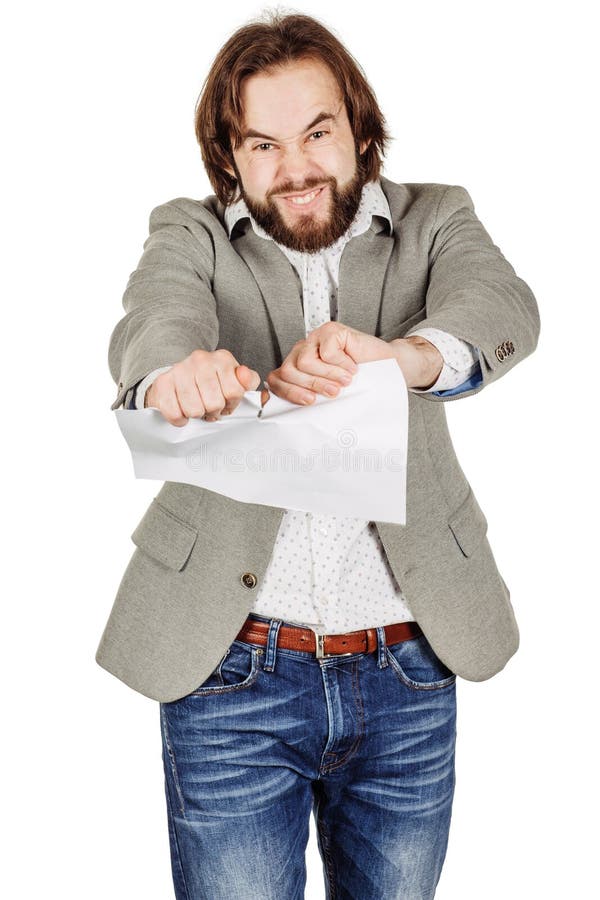 Businessman Tearing Up a Document, Contract or Agreement Stock Image ...