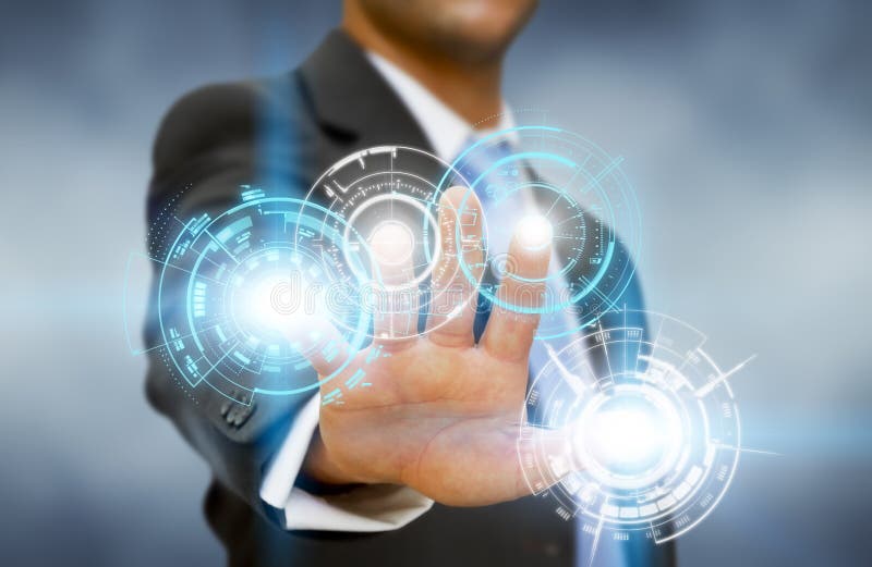 Businessman tech concept stock illustration. Illustration of finance ...