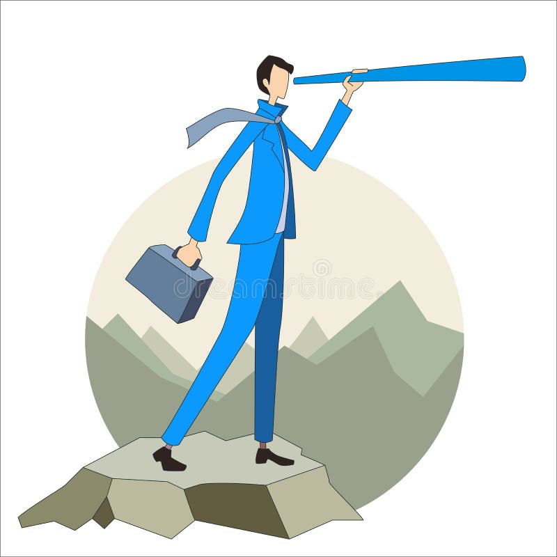 Businessman Telescope Metaphor Stock Illustration - Illustration of ...