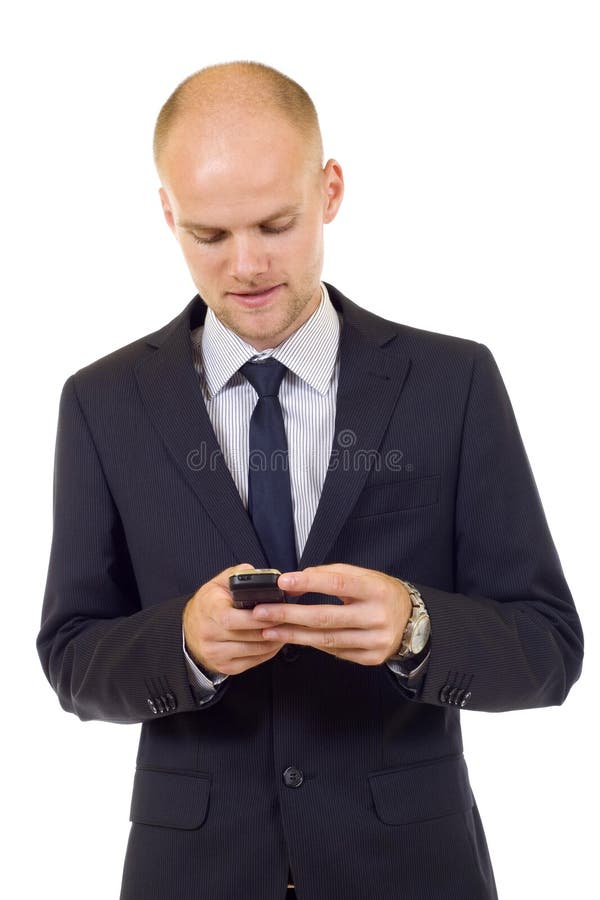 Businessman texting stock photo. Image of cheerful, reading - 14622228