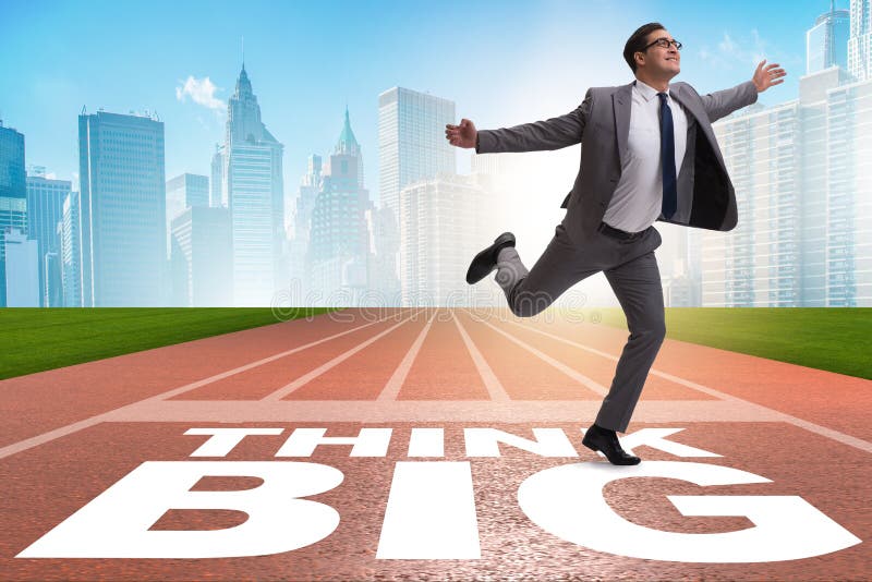 Businessman in Think Big Concept on Running Track Stock Image - Image ...