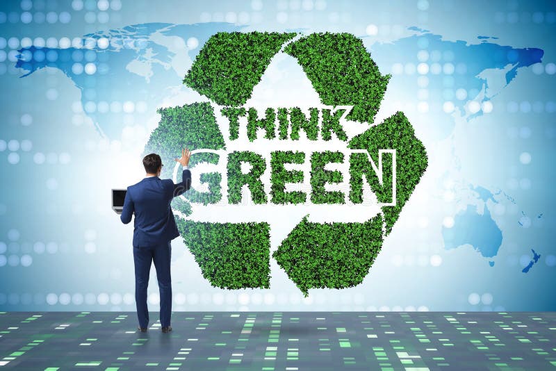Businessman in Think Green Concept Stock Image - Image of energy ...