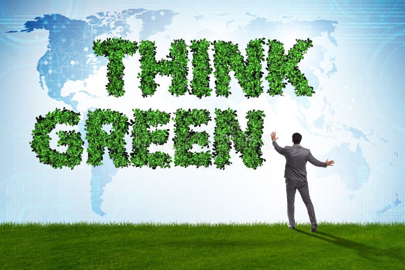Businessman in Think Green Concept Stock Image - Image of green, leaf ...