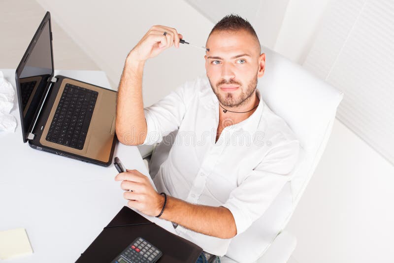 Businessman thinking stock image. Image of office, adult - 38372899