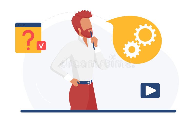 Entrepreneur Thinking of Startup Business Model Plan Stock Vector ...