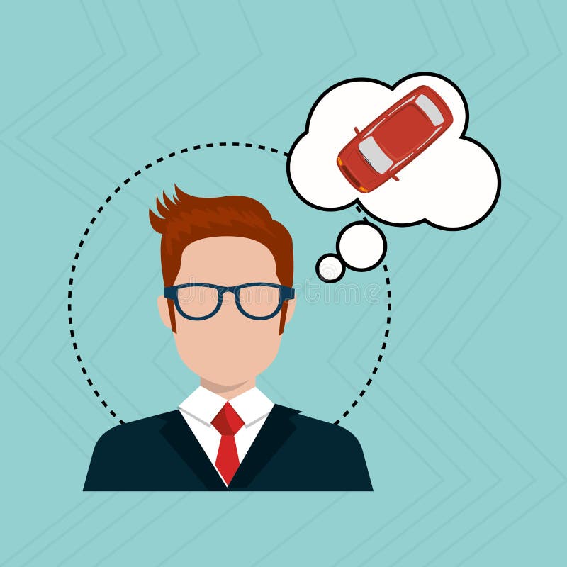 Businessman Thinking Car Design Stock Illustration - Illustration of ...