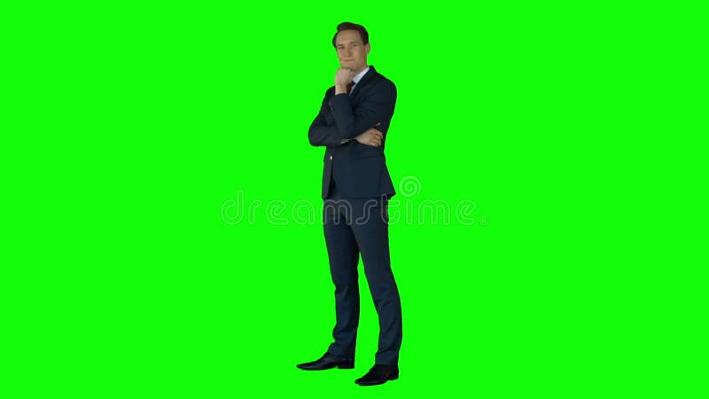 Businessman Thinking on Green Screen Stock Video - Video of businessman ...