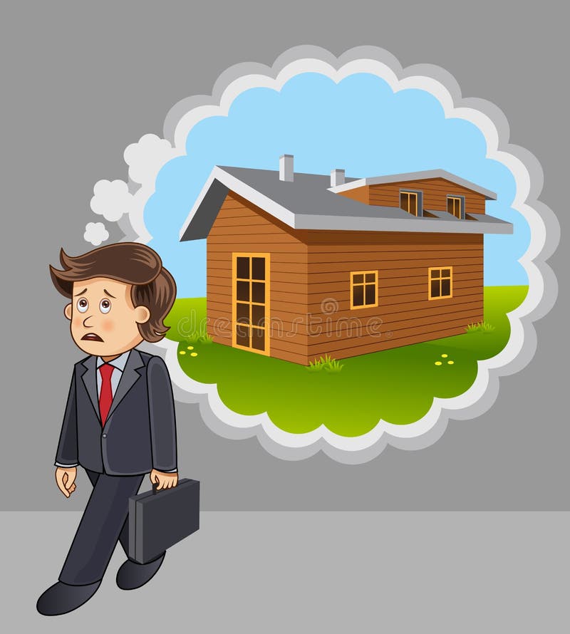 Businessman Thinking of Home Stock Vector - Illustration of loner ...