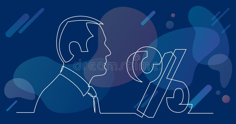 Businessman Thinking about Interest Rate - Continuous Line Drawing ...