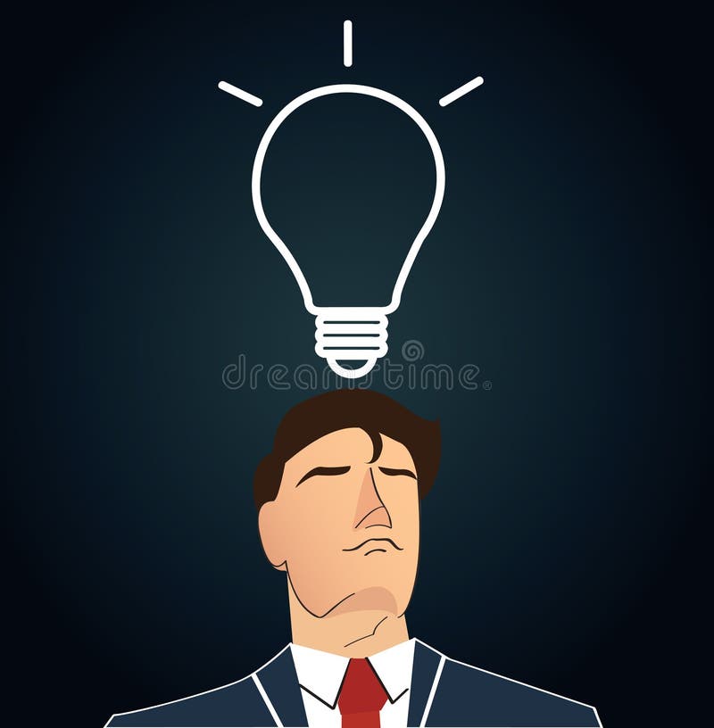 Businessman Thinking with Light Bulb Shape. Concept of Thinking Stock ...