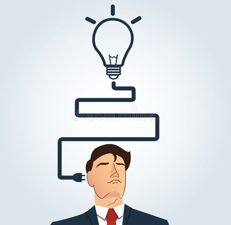 Businessman Thinking with Light Bulb Shape. Concept of Thinking Stock ...