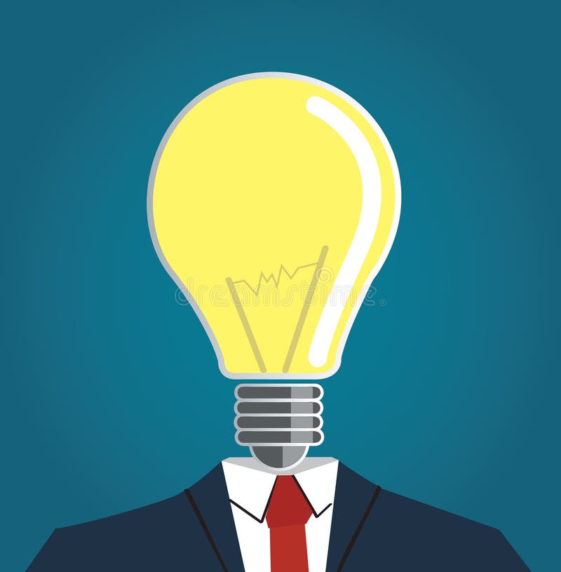 Businessman Thinking with Light Bulb Shape. Concept of Thinking Stock ...