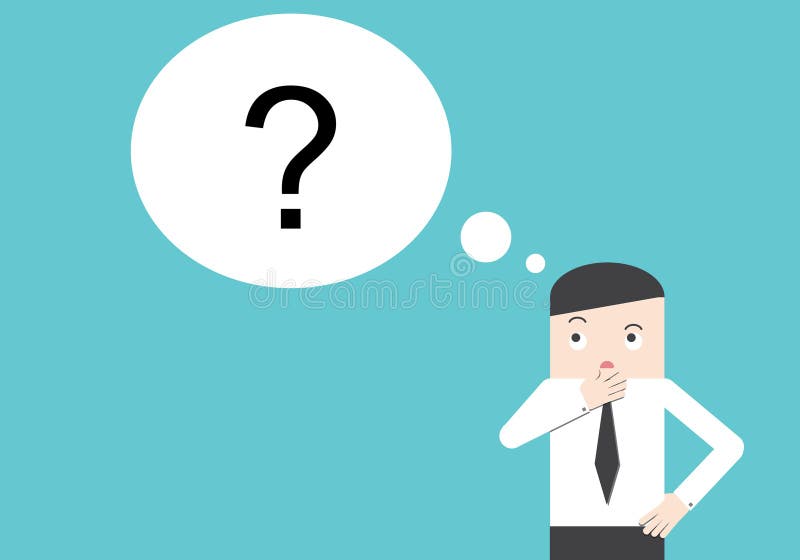 Businessman Thinking. Man with Question Mark in Speech Bubble Stock ...