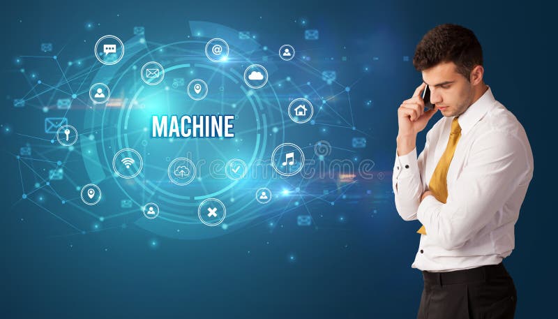 Businessman Thinking about Modern Technology Stock Image - Image of ...