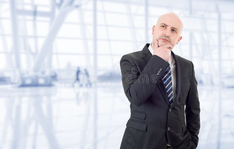Businessman Thinking at the Office Stock Photo - Image of face, contact ...