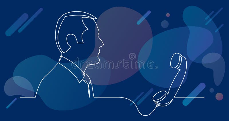 Businessman Thinking about Phone Calls - Continuous Line Drawing Stock ...