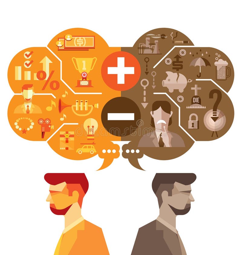 Positive Negative Thinking Cartoon Stock Illustrations – 508 Positive ...